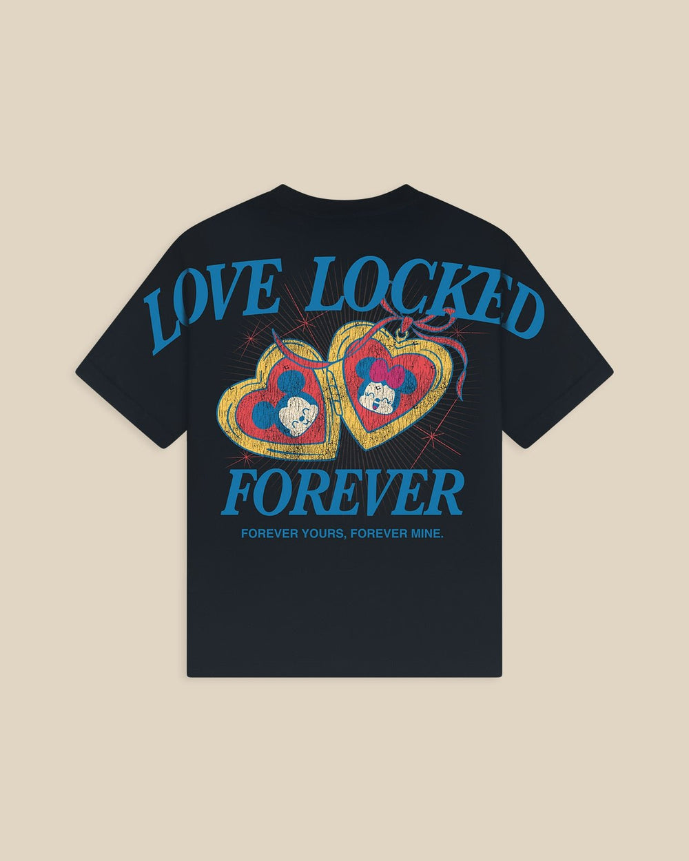 Disney's Mickey Mouse & Minnie Mouse Love Locked Relaxed Tee Black